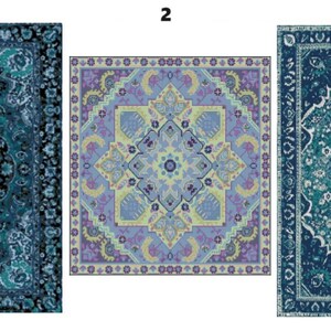 3 Antique Persian Rug PATTERNS for Counted Cross Stitch-rug Hook ...