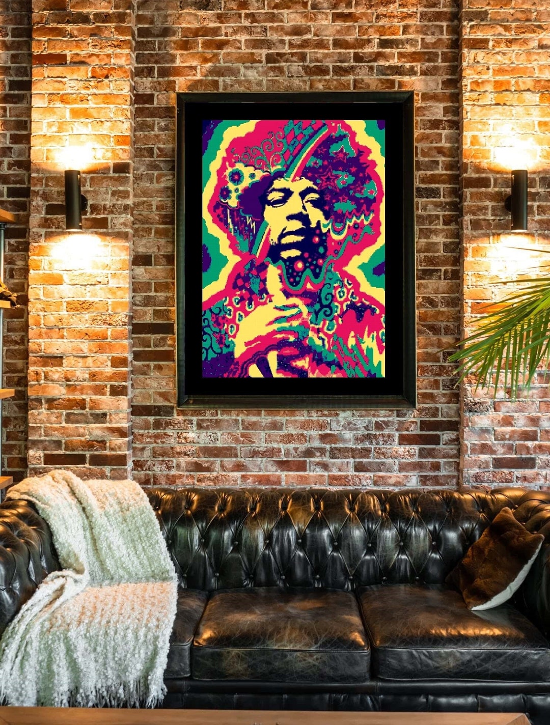 Woodstock Jimi Hendrix Cross Stitch PATTERN, Rug Hooking Pattern ...
