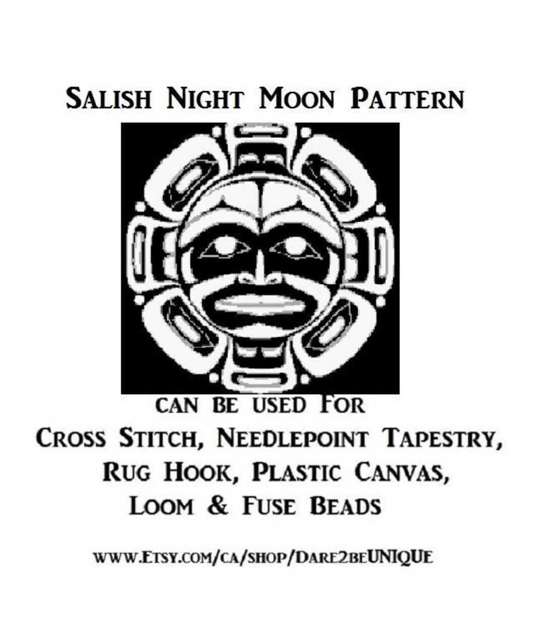 Salish Moon PRINTABLE Cross Stitch PATTERN Rug Hooking - Etsy