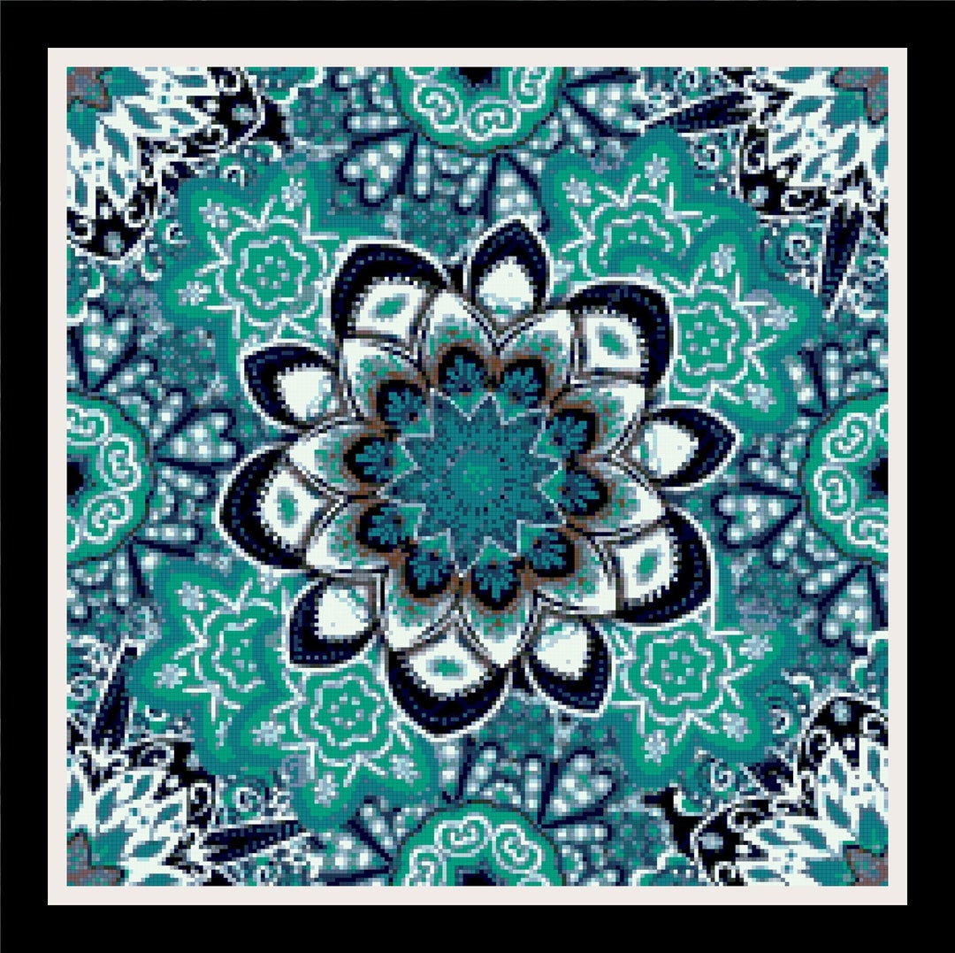 Lotus Mandala PATTERN for Counted Cross Stitch-rug Hooking-plastic ...