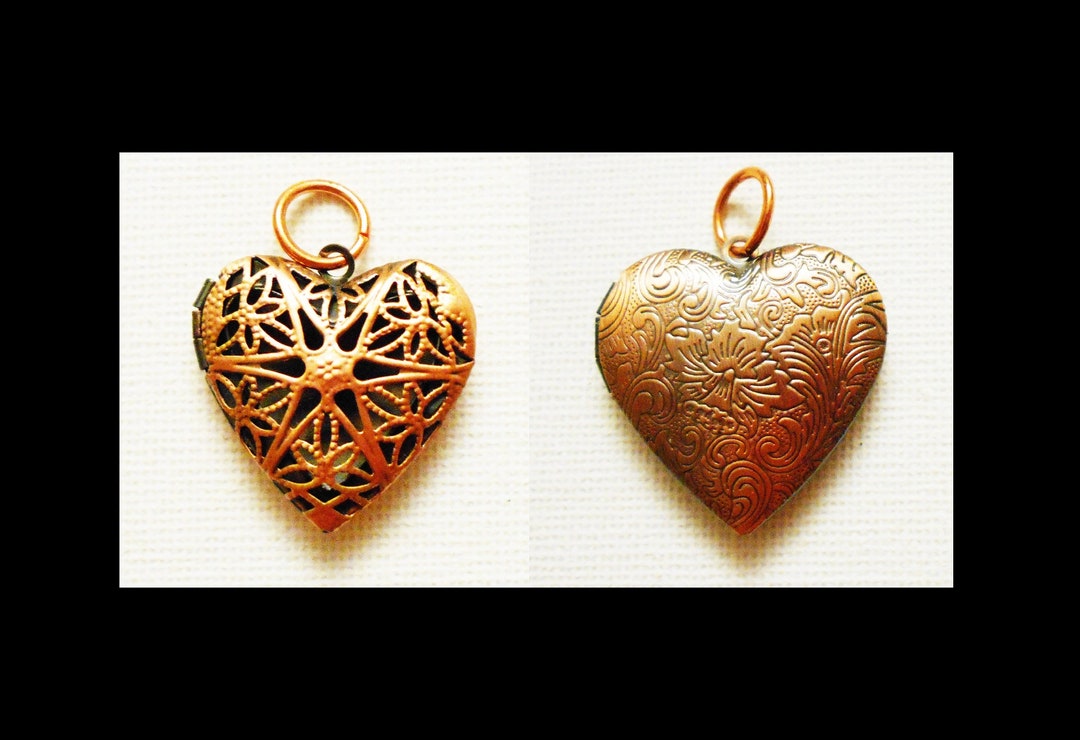 Copper Heart Locket Pendant, Picture Lockets, Keepsake Memory Box ...