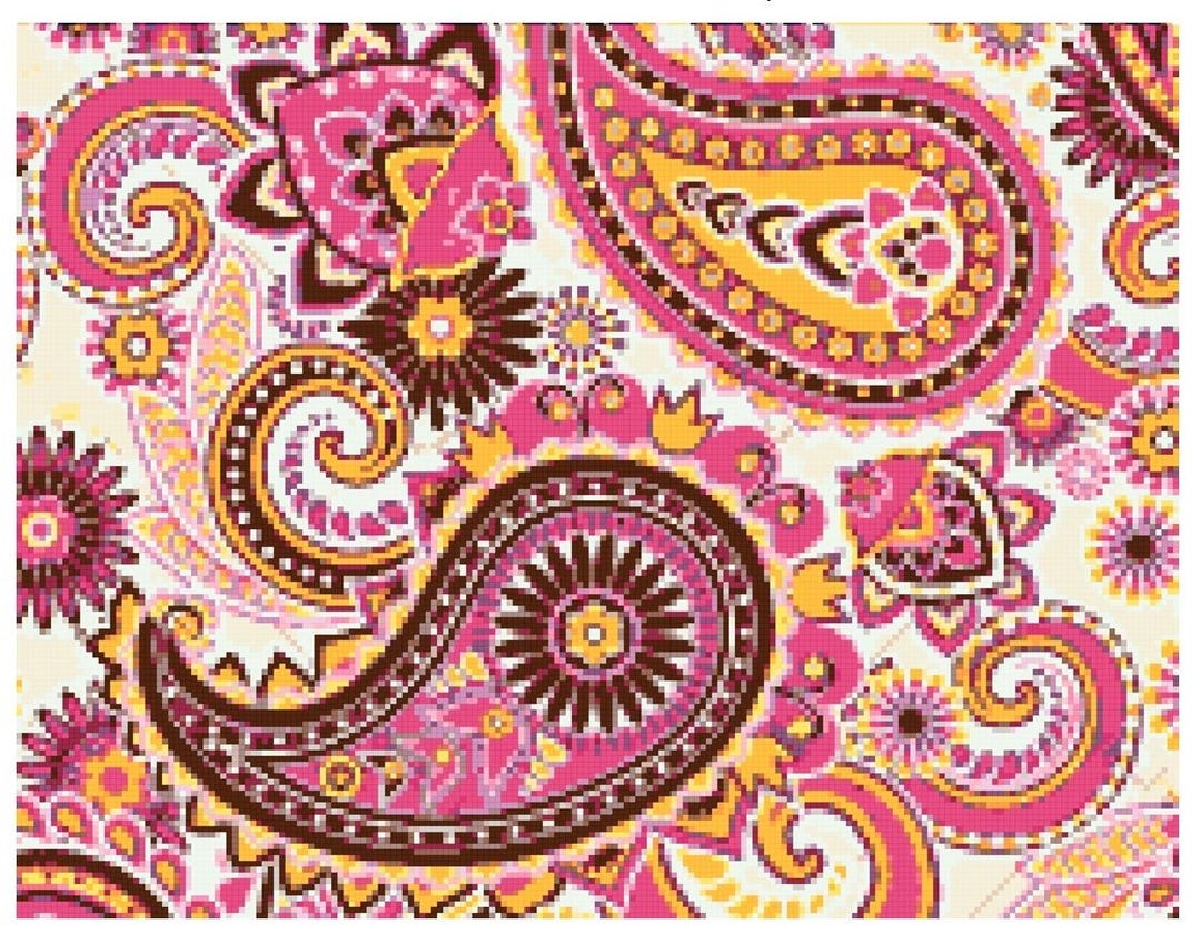 4 Pastel Paisley PATTERN for Counted Cross Stitch-rug Hooking-plastic ...