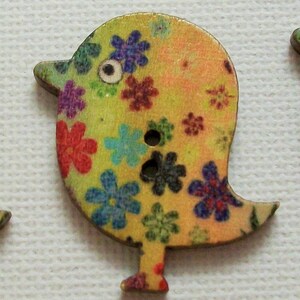 10 Awesome BIRD Wood Buttons-big 30mm Button Art-sewing-knitting ...