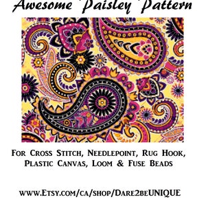 4 Neon Paisley PATTERNS for Counted Cross Stitch-rug Hooking-plastic ...