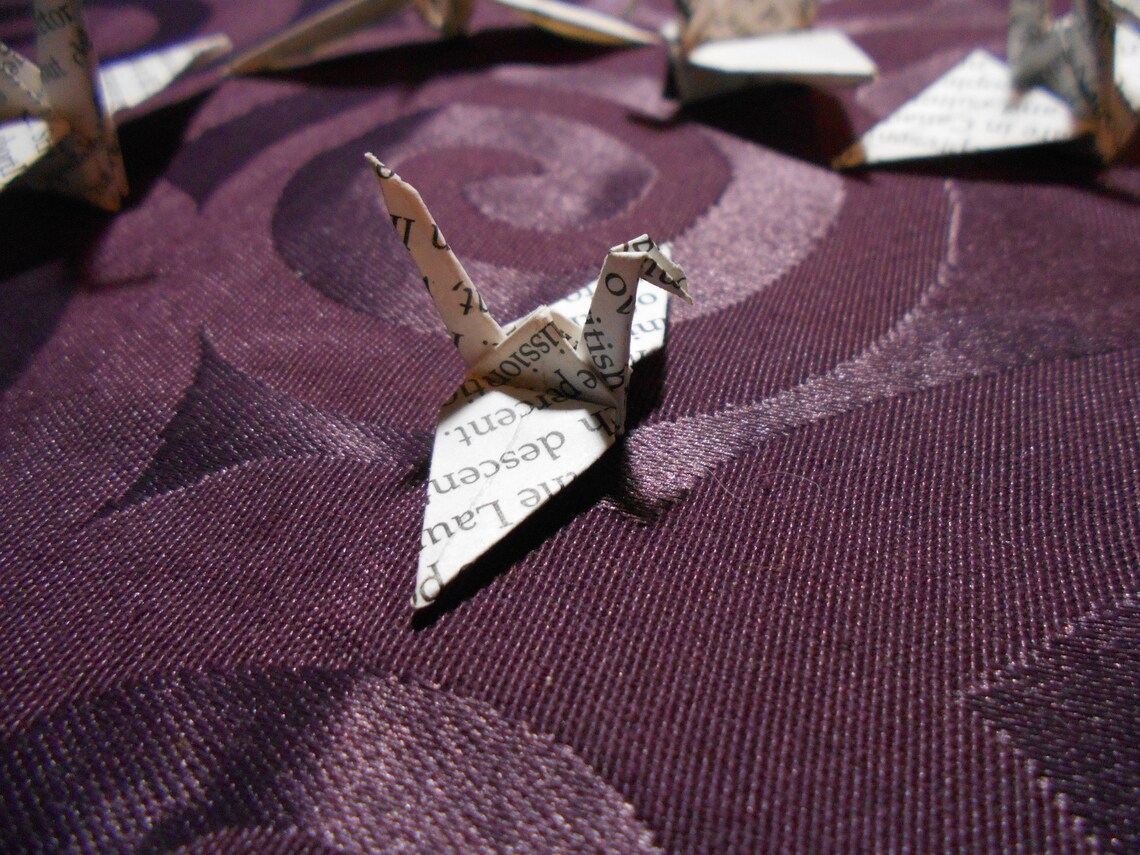 12 Origami Paper Cranes Black & White Peace Cranes Made from | Etsy