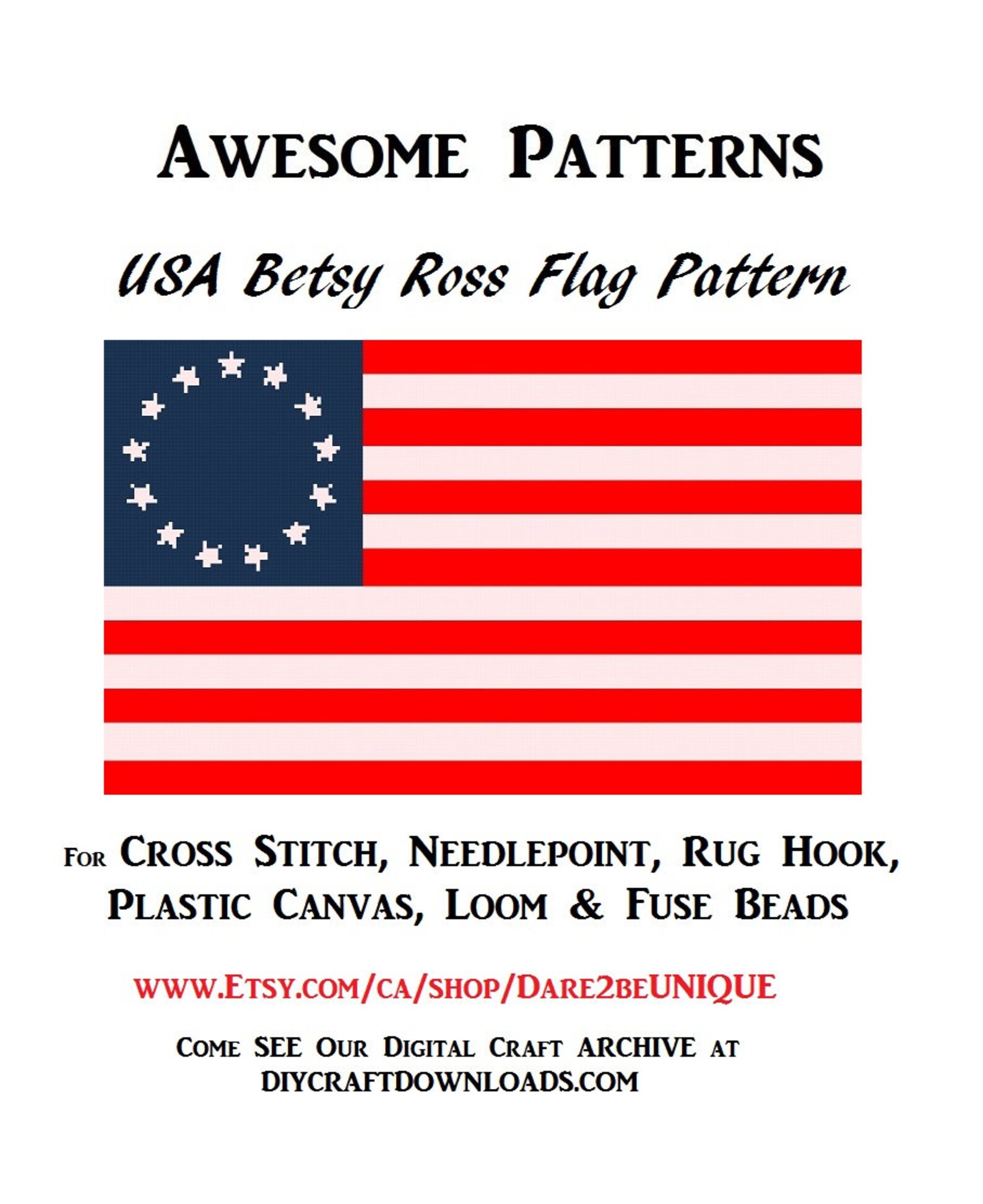 Flag PRINTABLE Cross Stitch PATTERN - Etsy