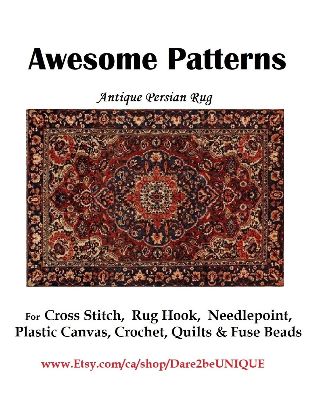 Persian Rug Pattern-counted Cross Stitch-latch Hook Rugs-plastic Canvas ...