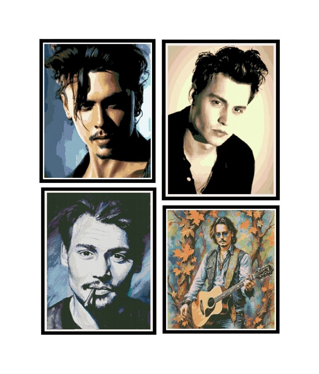 4 Johnny DEPP Cross Stitch Patterns-plastic Canvas-needlepoint Tapestry ...