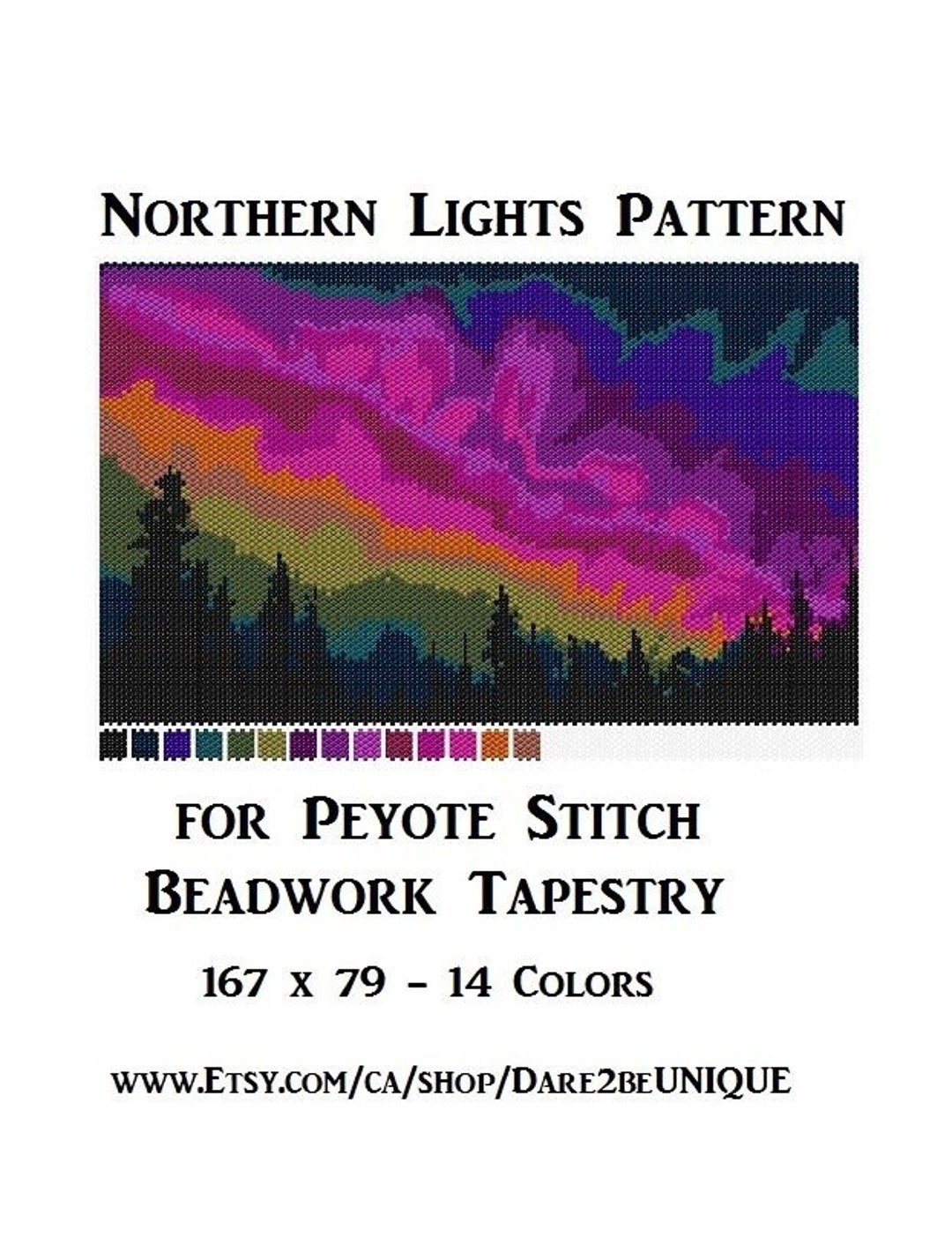 Northern Lights BEADWORK Pattern-perler + Bead Loom + Peyote + Brick ...
