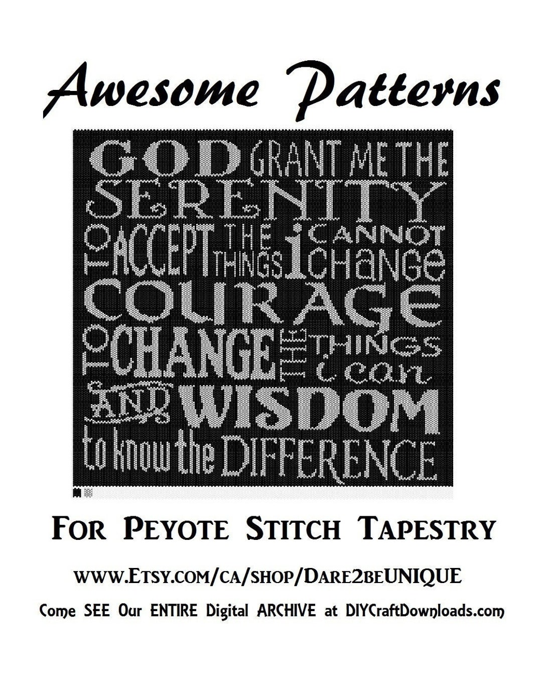 Serenity Prayer BEADWORK Patterns-perler-bead Loom-peyote-brick Stitch ...