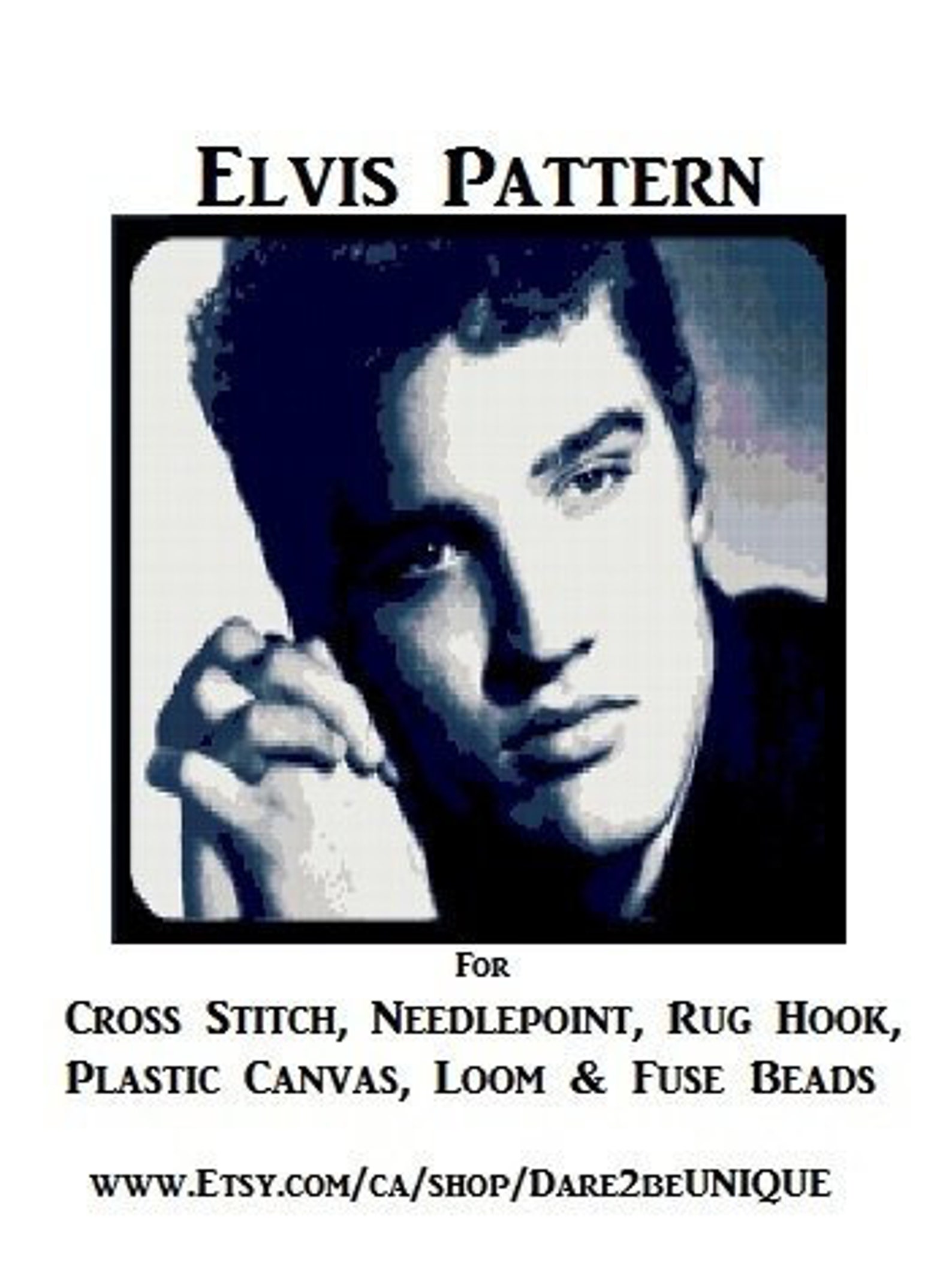 Elvis Presley PRINTABLE Cross Stitch PATTERN Rug Hooking - Etsy Canada