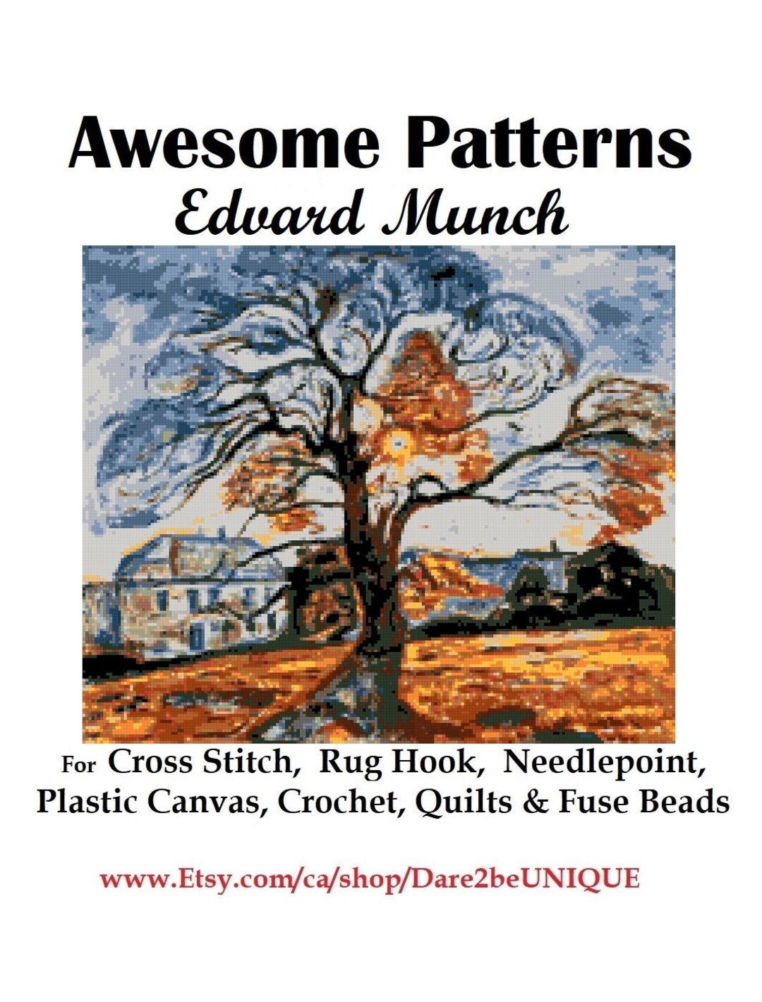 Edvard Munch-the Oak-pattern for Cross Stitch-rug Hooking-plastic ...