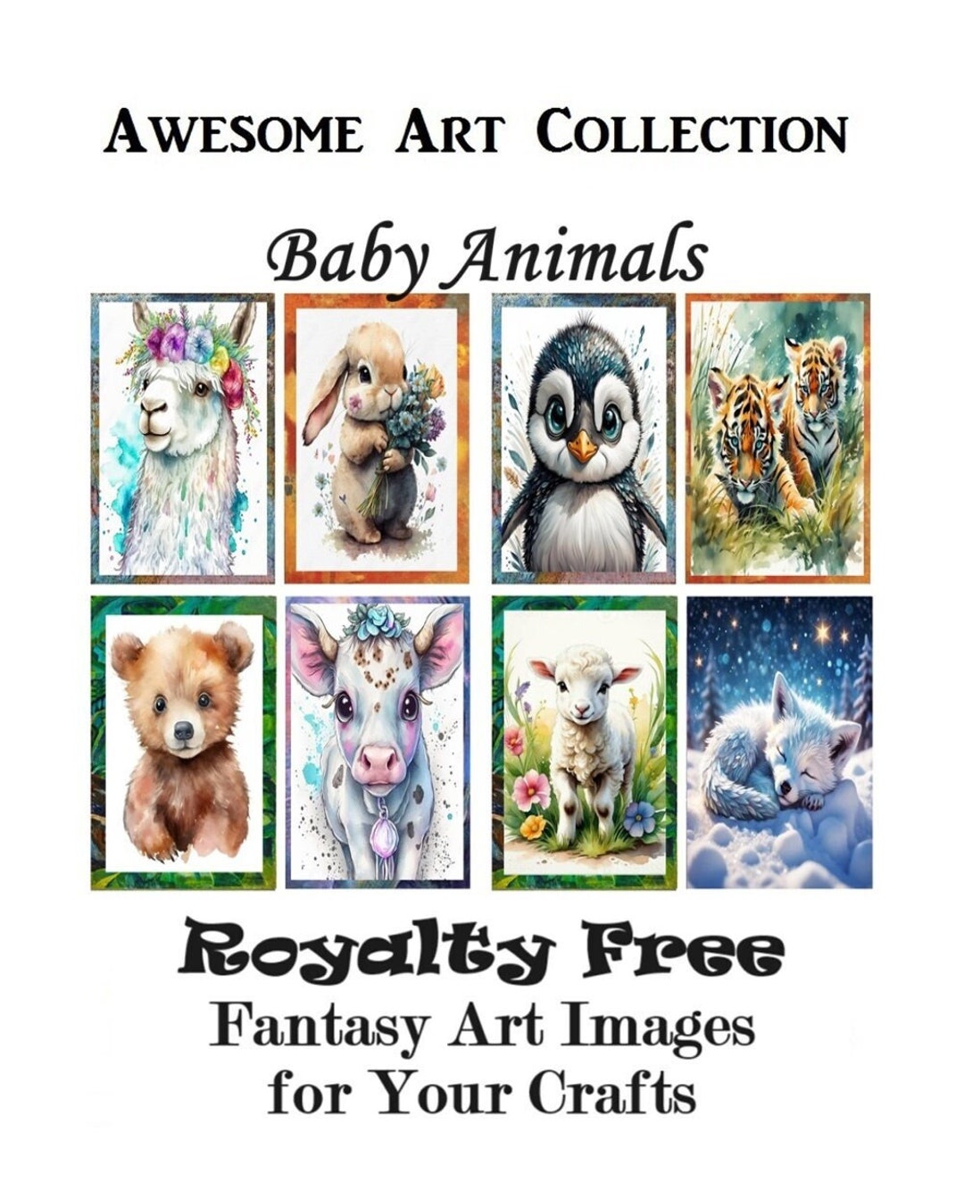 BABY Animal COLLAGE Kit Pictures-212pcs-scrapbook Paper Ephemera Pages ...