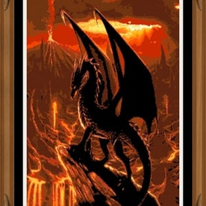 Earth Dragon PATTERN for Counted Cross Stitch-rug Hooking-plastic ...