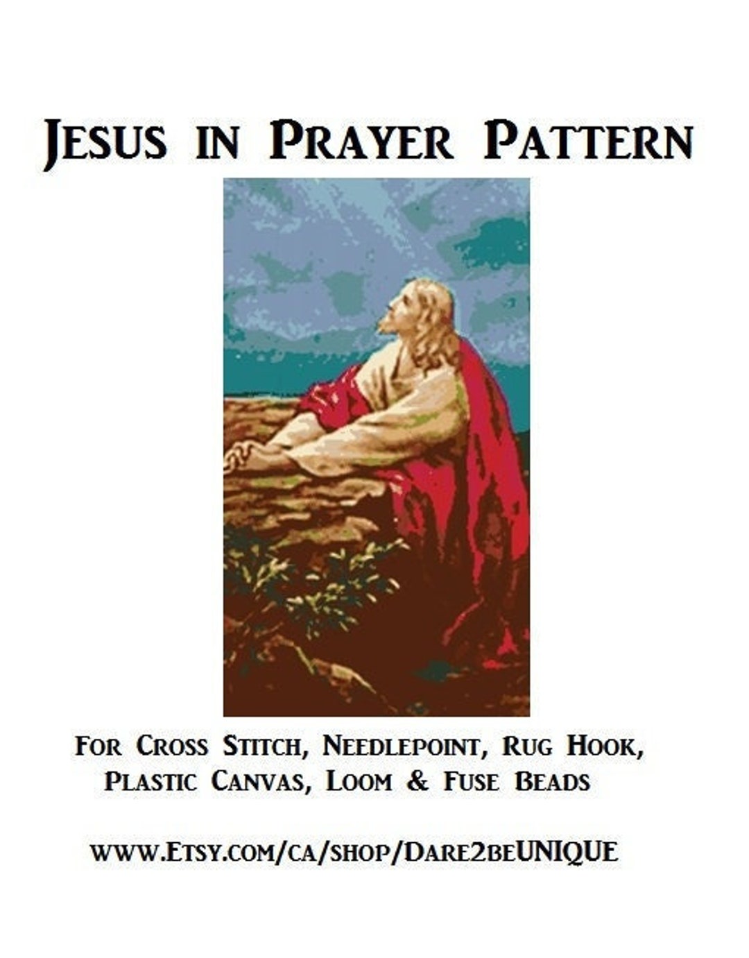 Jesus PATTERN for Counted Cross Stitch-rug Hooking-plastic Canvas ...
