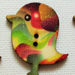 10 Awesome BIRD Wood Buttons-big 30mm Button Art-sewing-knitting ...