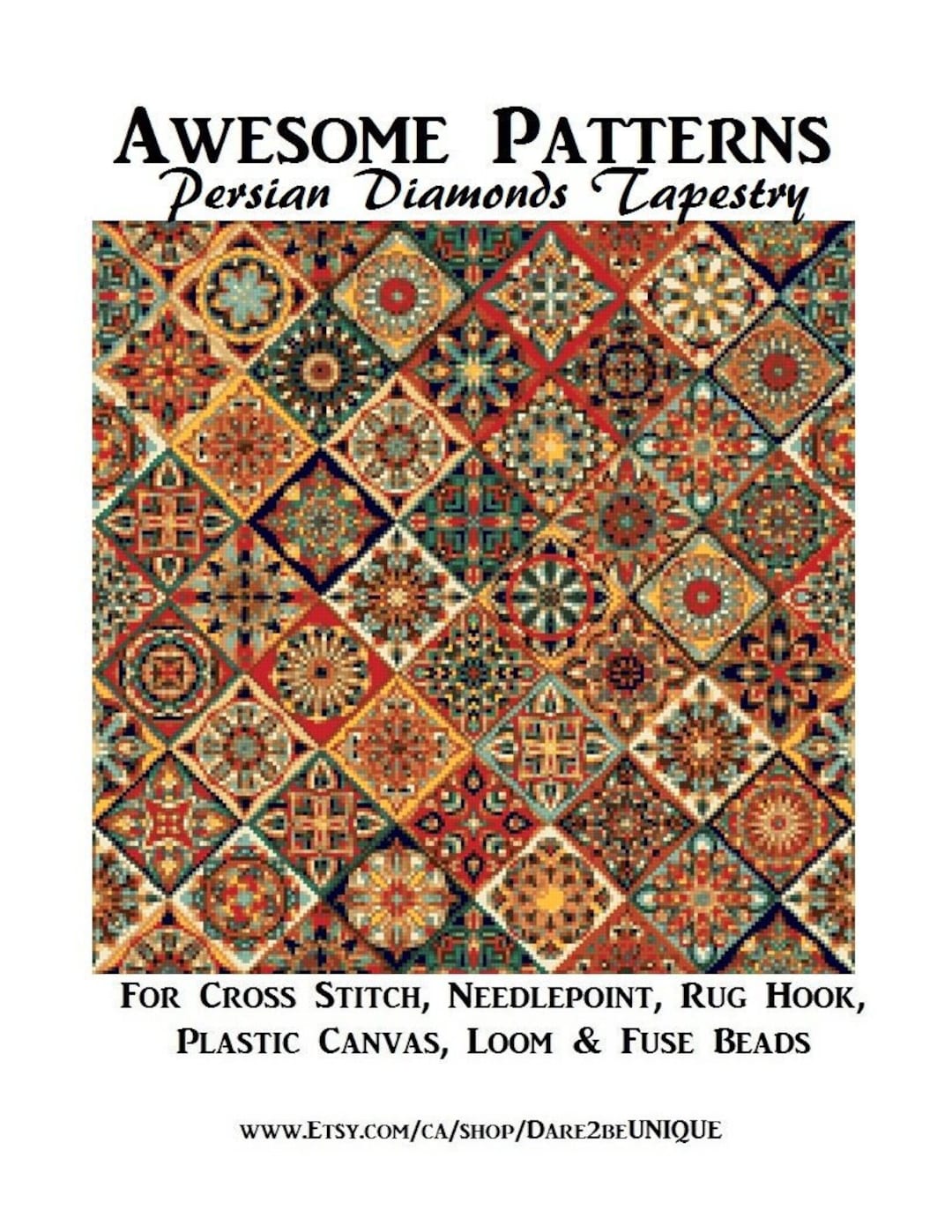 Persian Diamonds Rug PRINTABLE PATTERN Rug Hooking Cross Etsy persian-diamonds-rug-printable-pattern-rug-hooking-cross-etsy