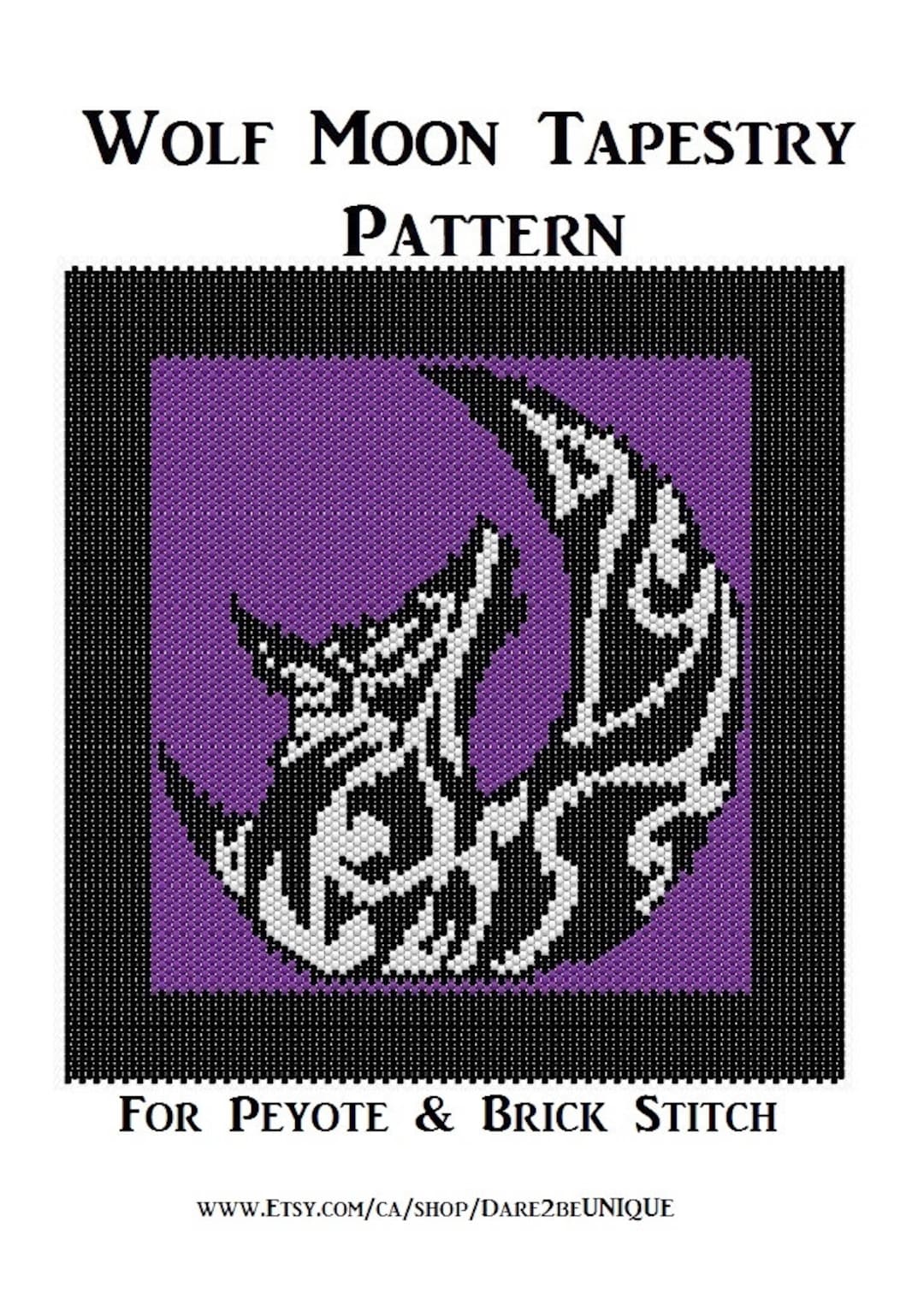 Wolf Moon BEADWORK PATTERNS, Perler Bead Loom Peyote Brick Stitch ...
