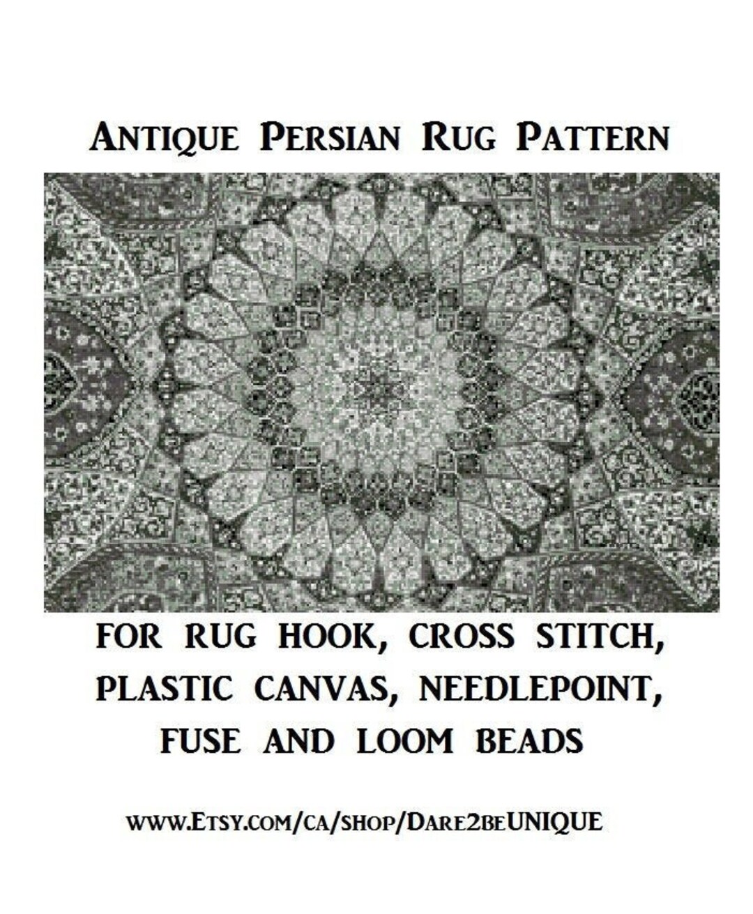 Persian Rug PATTERN for Cross Stitch-latch Hook-plastic Canvas ...