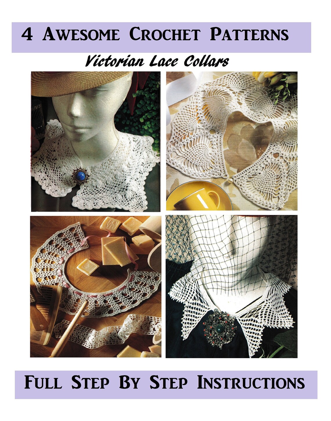 4 Victorian Collars Crochet Patterns Steampunk Lace Collar - Etsy