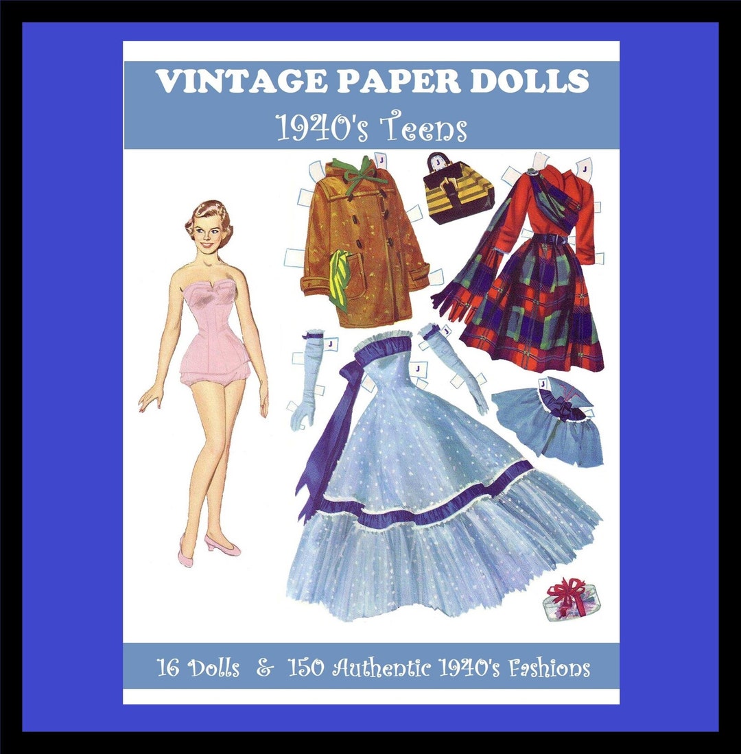 Vintage 1940s Paper Dolls, INSTANT Digital PRINTABLE Pdf-teen Scrapbook ...