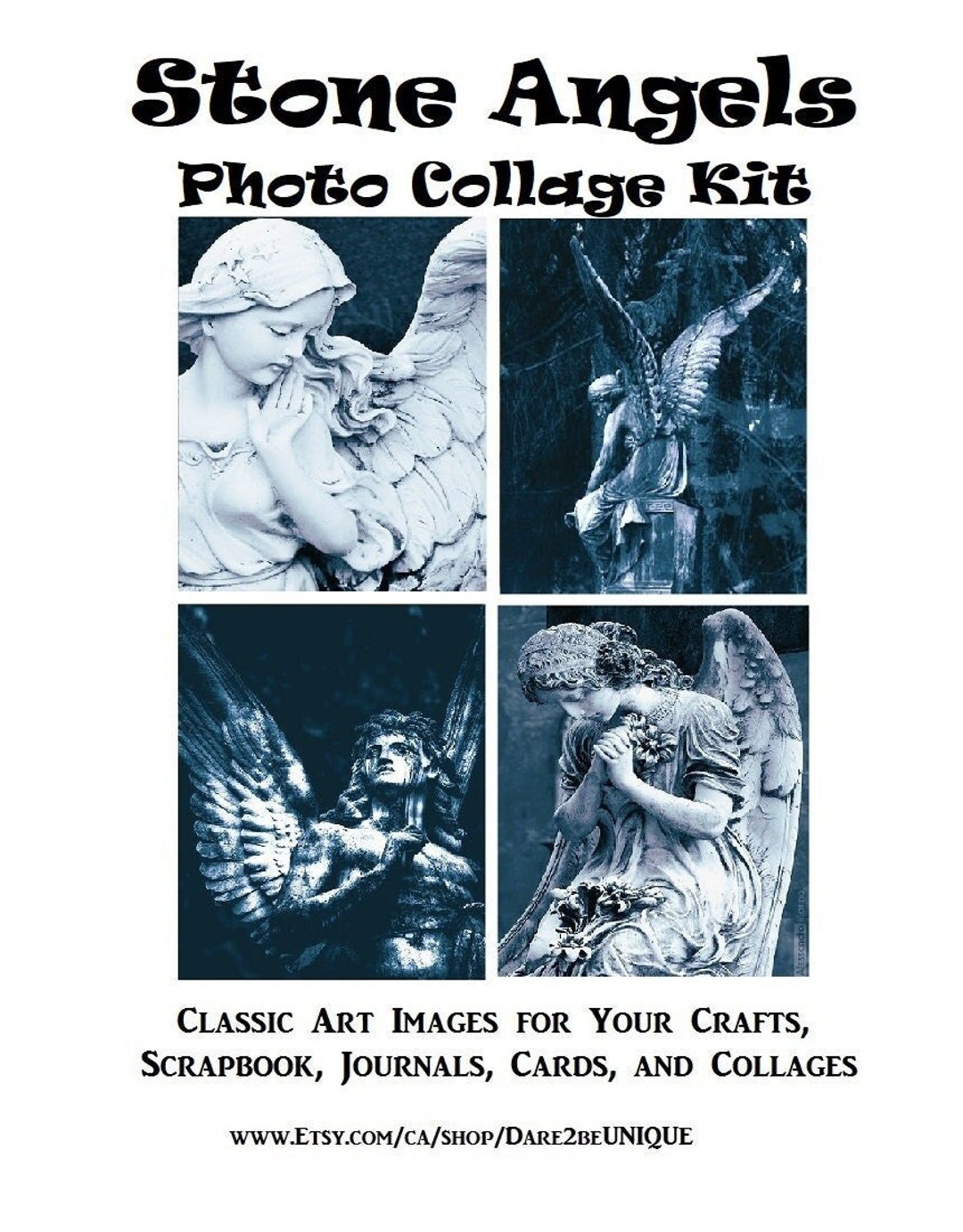 50 Stone Angels COLLAGE Kit-vintage Angel Photos-journal Scrapbook Card ...