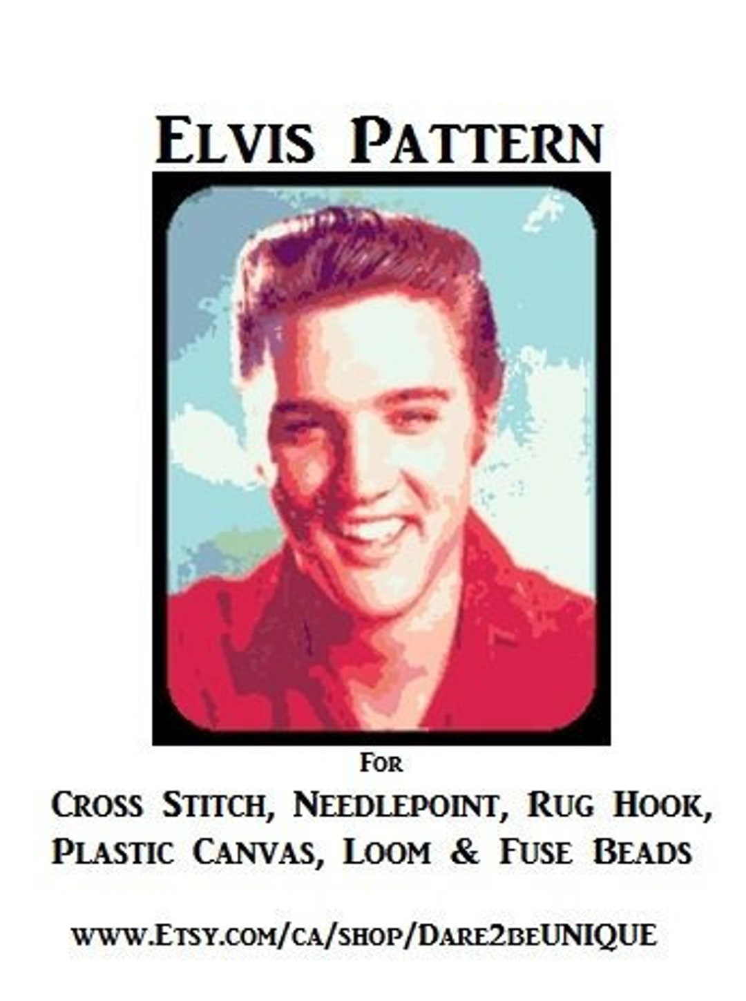 Elvis Presley PATTERN for Cross Stitch-rug Hooking-plastic Canvas ...