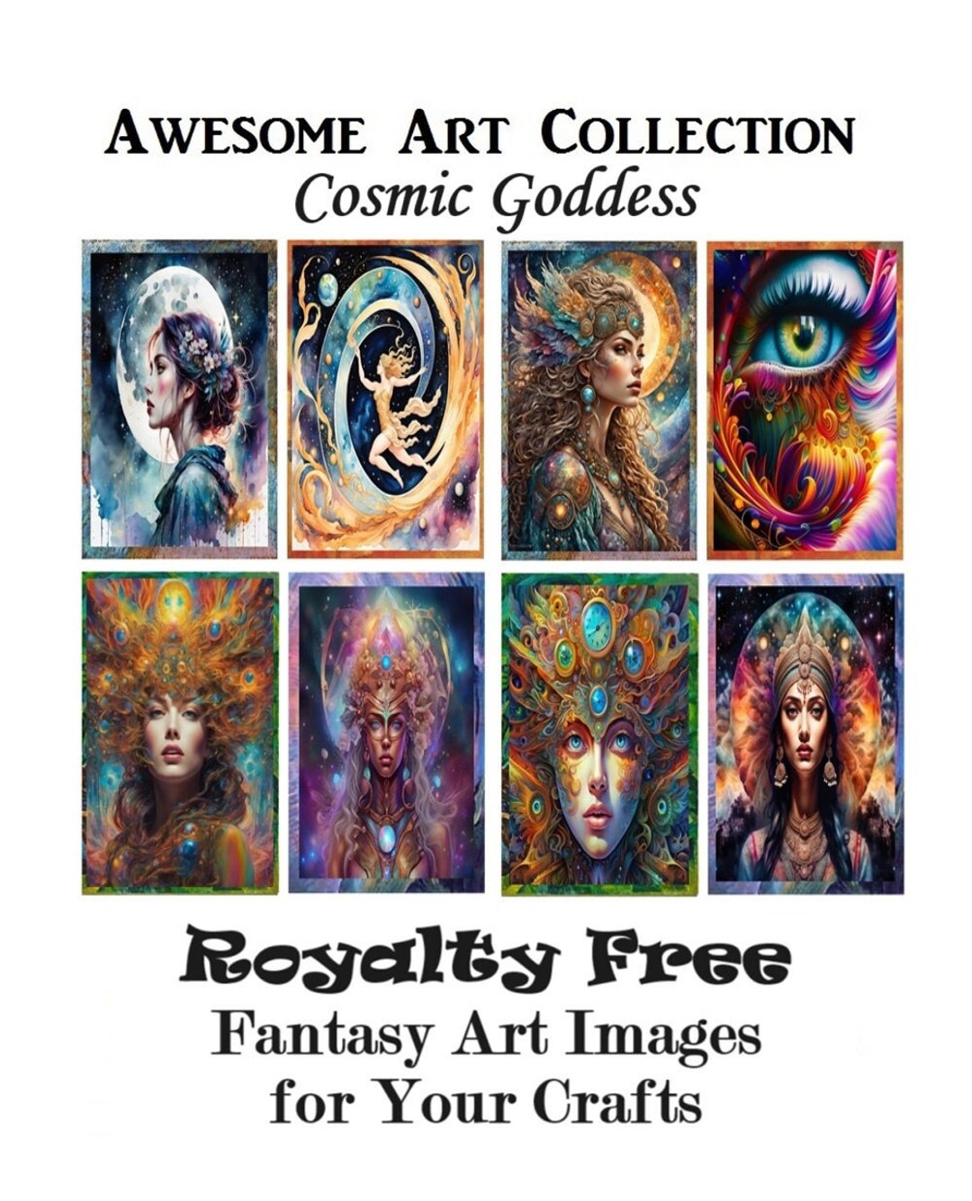 Cosmic GODDESS COLLAGE Kit Pictures-152pcs-scrapbook Paper Journal ...