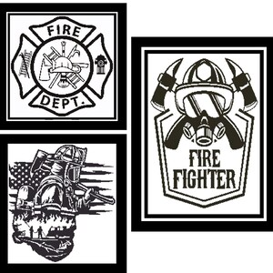 3 EASY Firefighter Patterns-cross Stitch-rug Hook-plastic Canvas ...