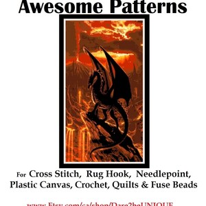 Earth Dragon PATTERN for Counted Cross Stitch-rug Hooking-plastic ...