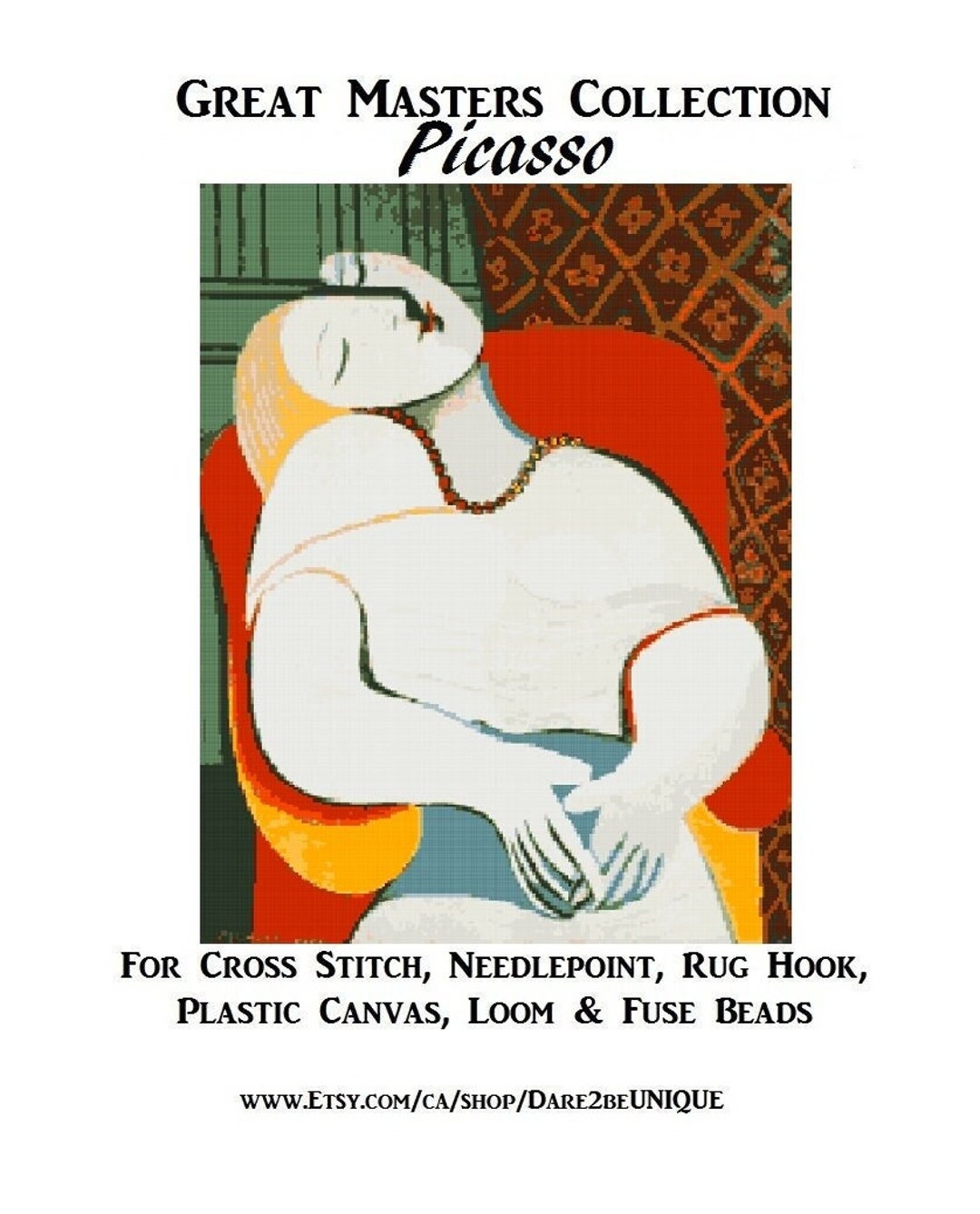 Picasso PATTERN for Counted Cross Stitch-rug Hooking-plastic Canvas ...