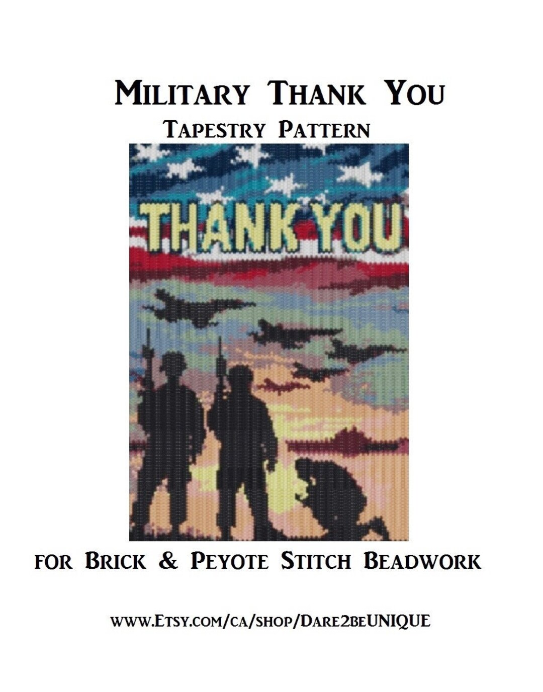 Military Thank You Tapestry BEADWORK Pattern-perler-bead Loom-peyote ...