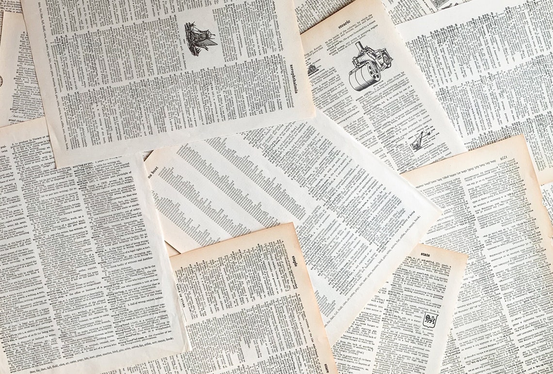 25 PAGES Vintage Dictionary Paper Bundle Vintage Book Page - Etsy