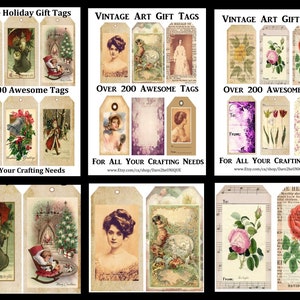 600 VICTORIAN Gift Tags Scrapbook Printable-vintage Photos & Art Prints ...