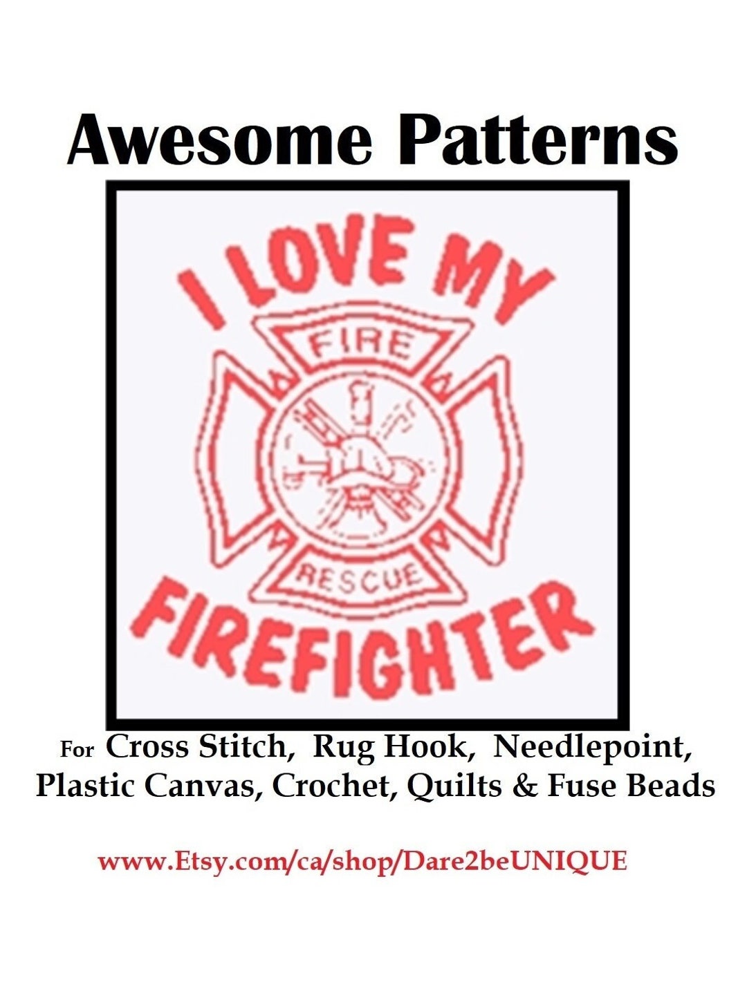 Firefighter PATTERN for Cross Stitch-rug Hooking-plastic Canvas ...