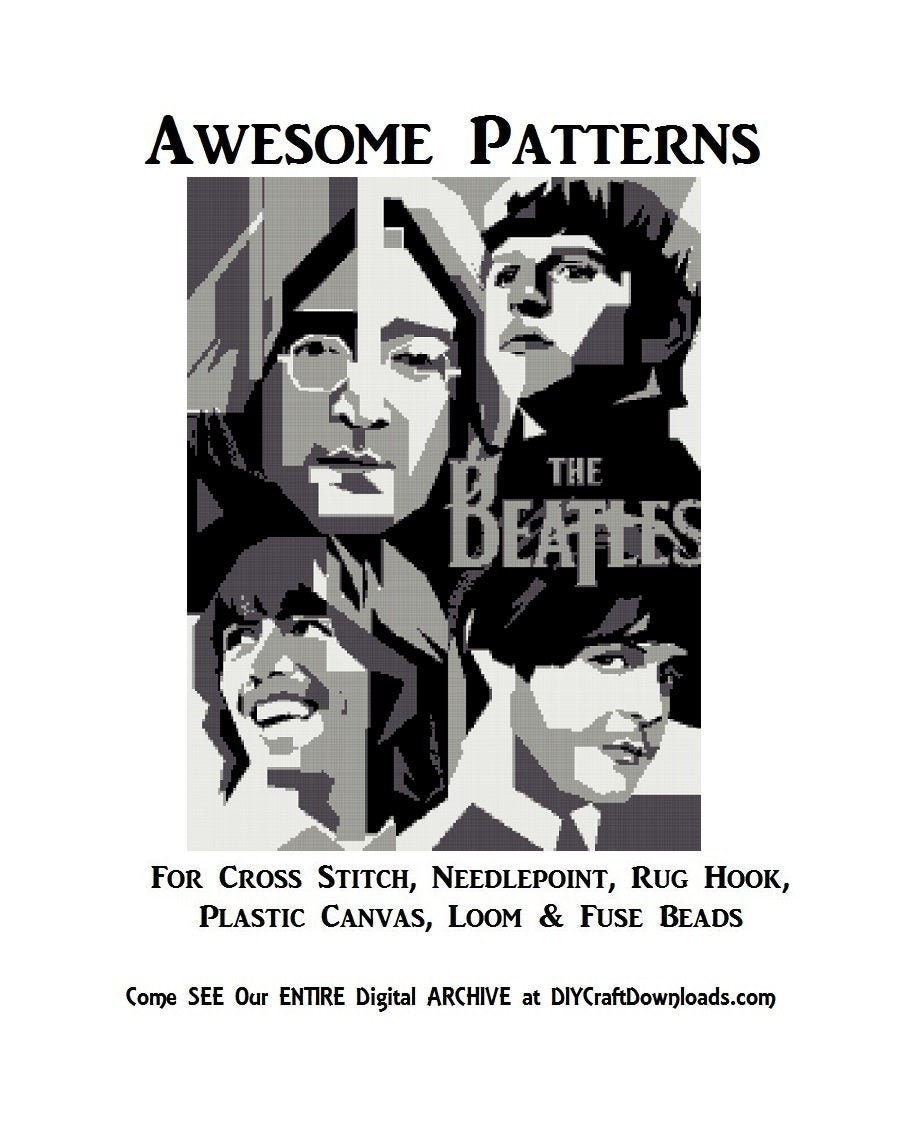 The Beatles Cross Stitch PRINTABLE PATTERN Rug Hooking | Etsy