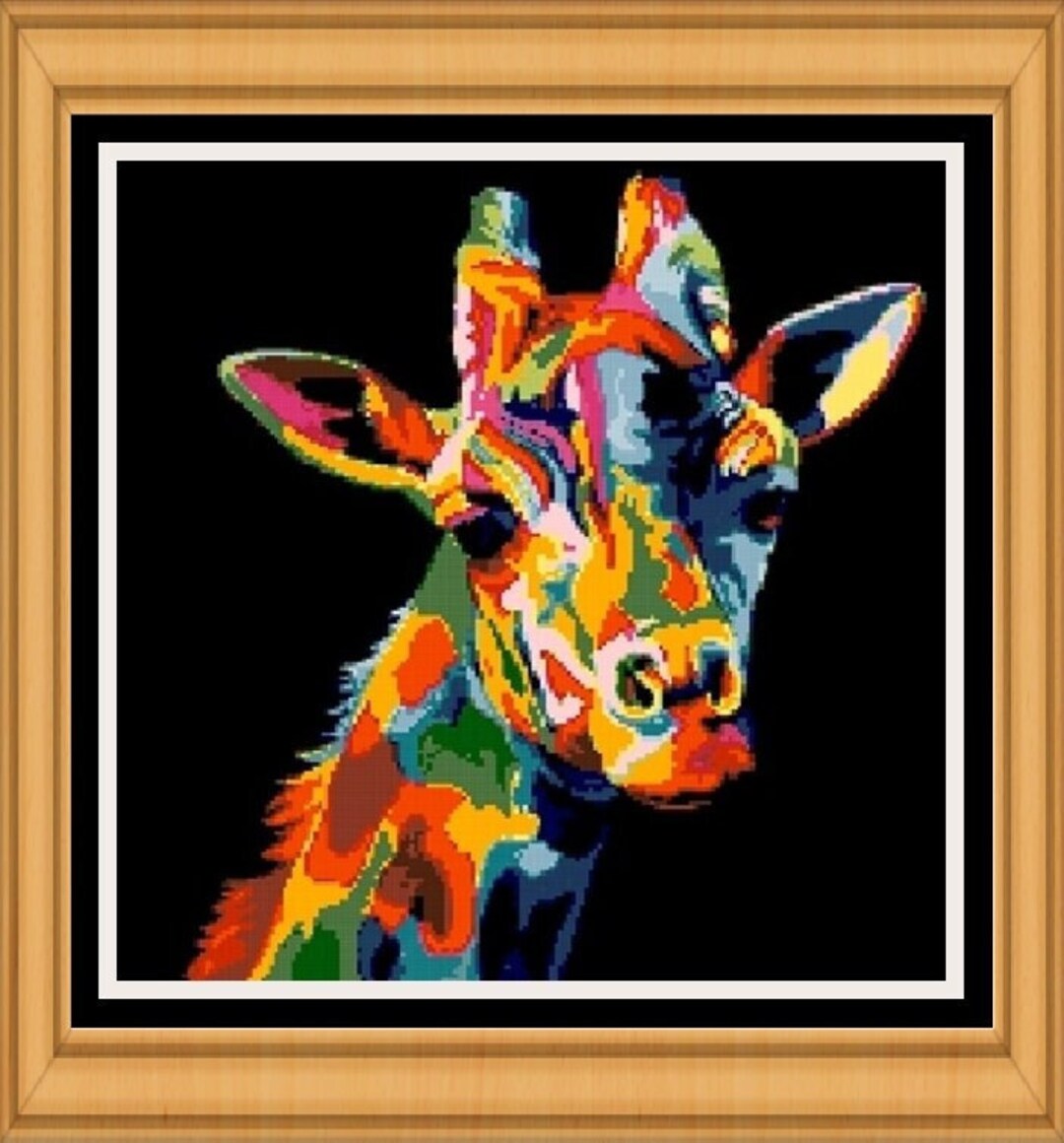 Rainbow Giraffe PATTERN for Cross Stitch-rug Hooking-plastic Canvas ...