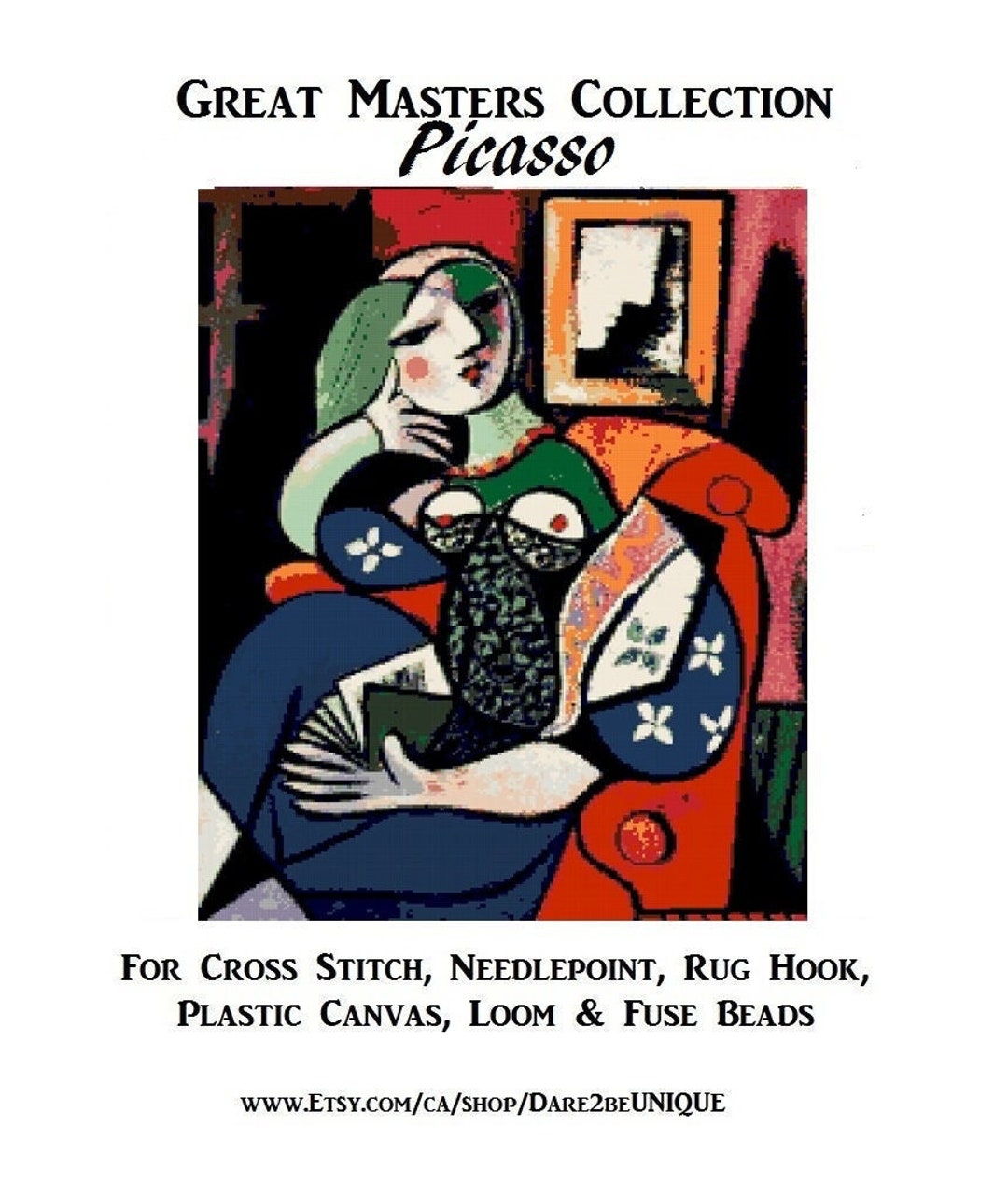 Picasso PATTERN for Counted Cross Stitch-rug Hook-plastic Canvas ...