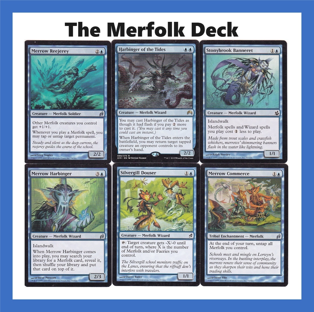 MAGIC Merfolk Deck-magic the Gathering Mermaids-60 Card-premade BEGINNER Decks-vintage Collector ...