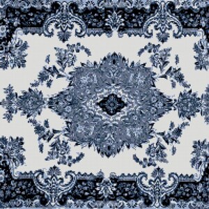 BLUE Persian Rug PATTERN for Cross Stitch-rug Hooking-plastic Canvas ...