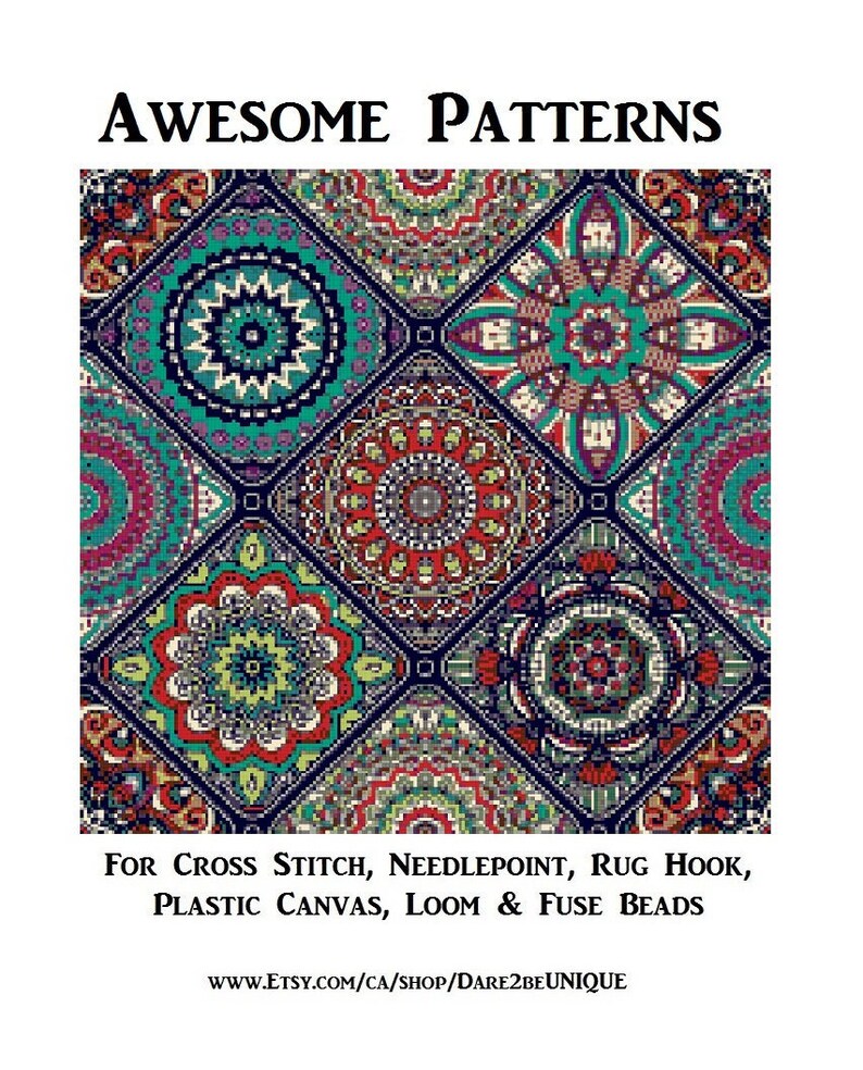 Rainbow Mandala Sampler Cross Stitch PATTERN Rug Hooking | Etsy
