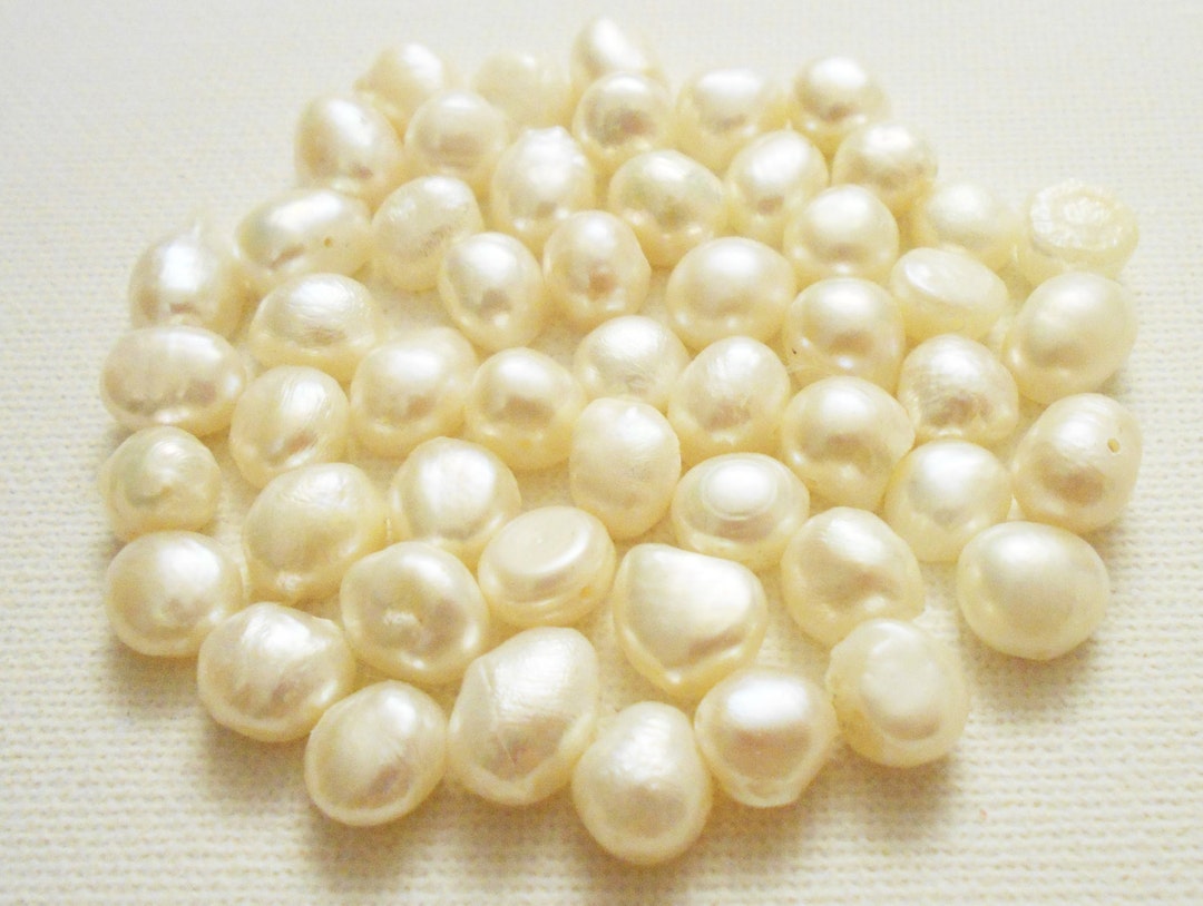 12 AWESOME Freshwater PEARLS, Big Real Cultured Pearls 7-9mm Drilled ...