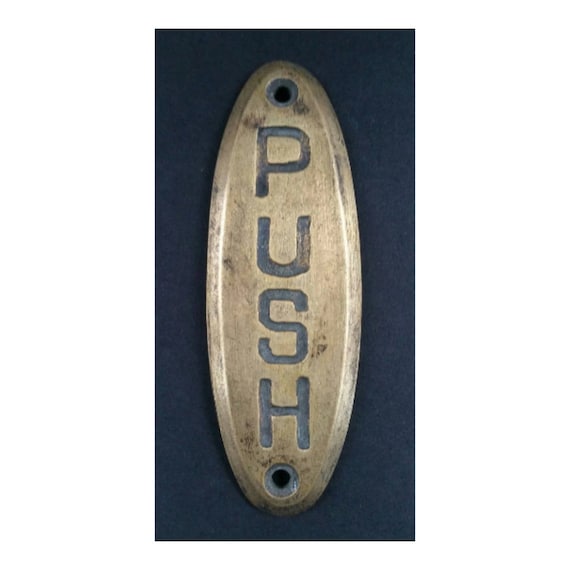 PUSH Door or Bell Sign Antique Style Art Deco Solid Brass | Etsy