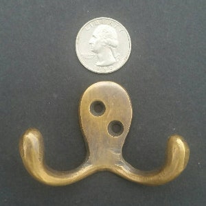 Solid Brass Double Hook, Bathroom Hook, Clothes Coat Peg. Coat Hook Wall, Vintage Old Style Hook ...