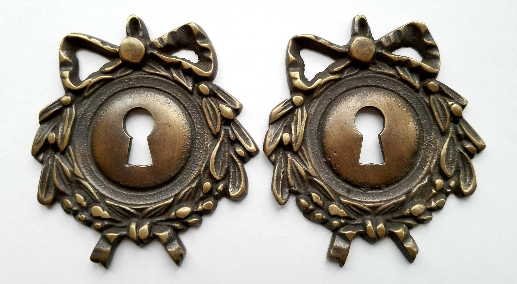 2 X Antique Style French Brass Escutcheon Hardware Ornate - Etsy