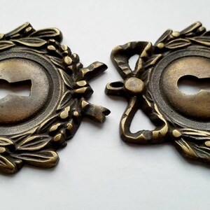 2 X Antique Style French Brass Escutcheon, Hardware Ornate Fancy ...