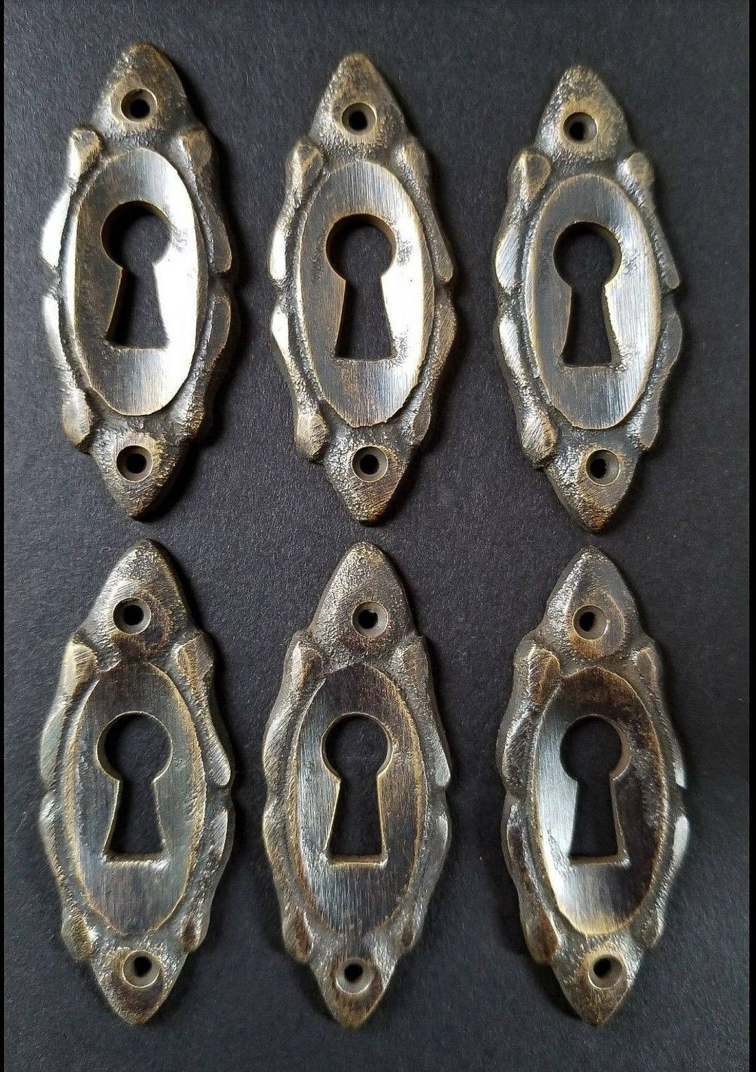 6 Ornate Vertical Small Solid Brass Eschutcheon Keyhole Covers Size 2 ...