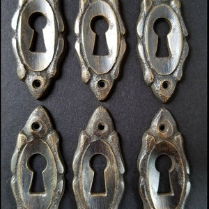 6 Ornate Vertical Small Solid Brass Eschutcheon Keyhole Covers Size 2 ...
