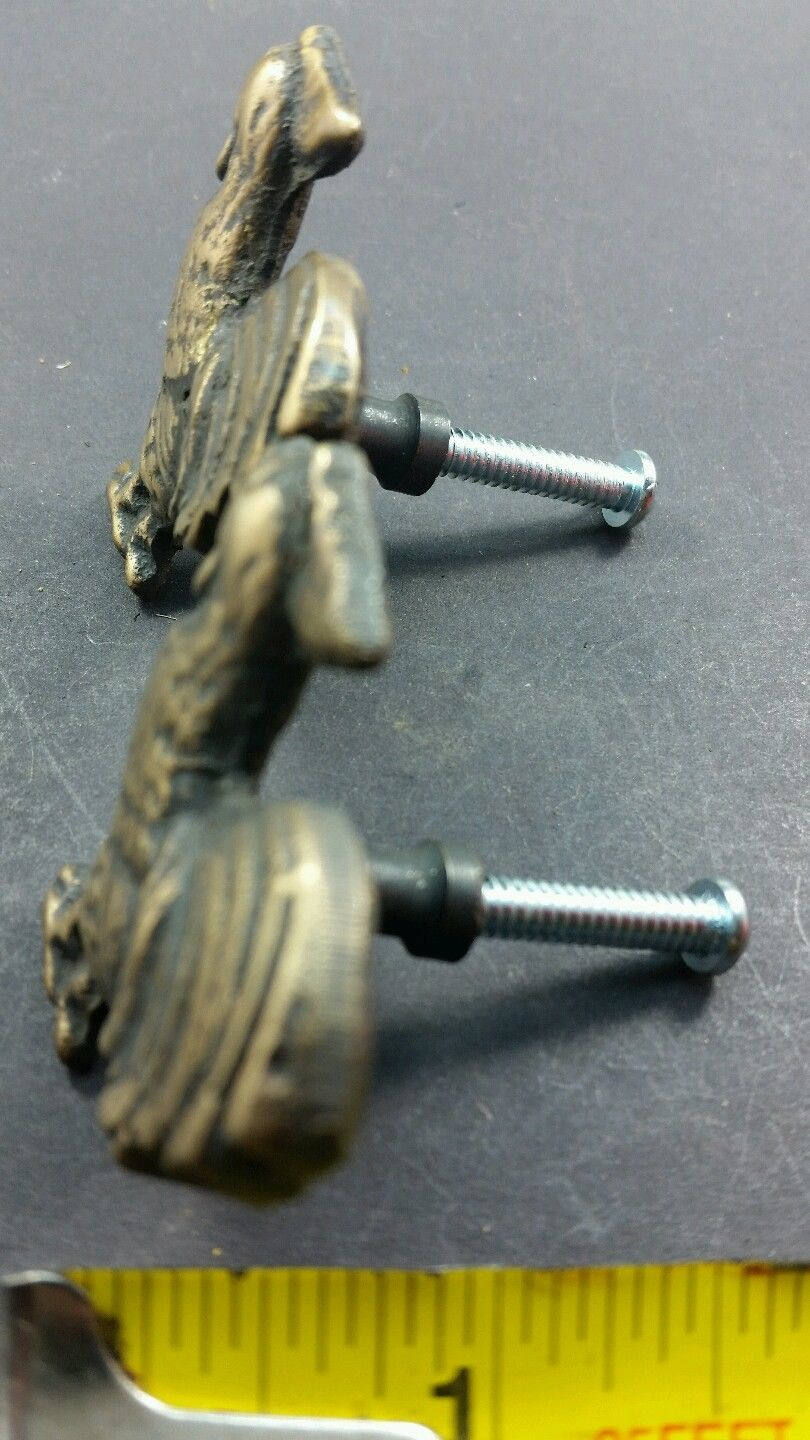 2 X Rooster, Chicken Cabinet Drawer Door Knobs Pulls Solid Brass ...