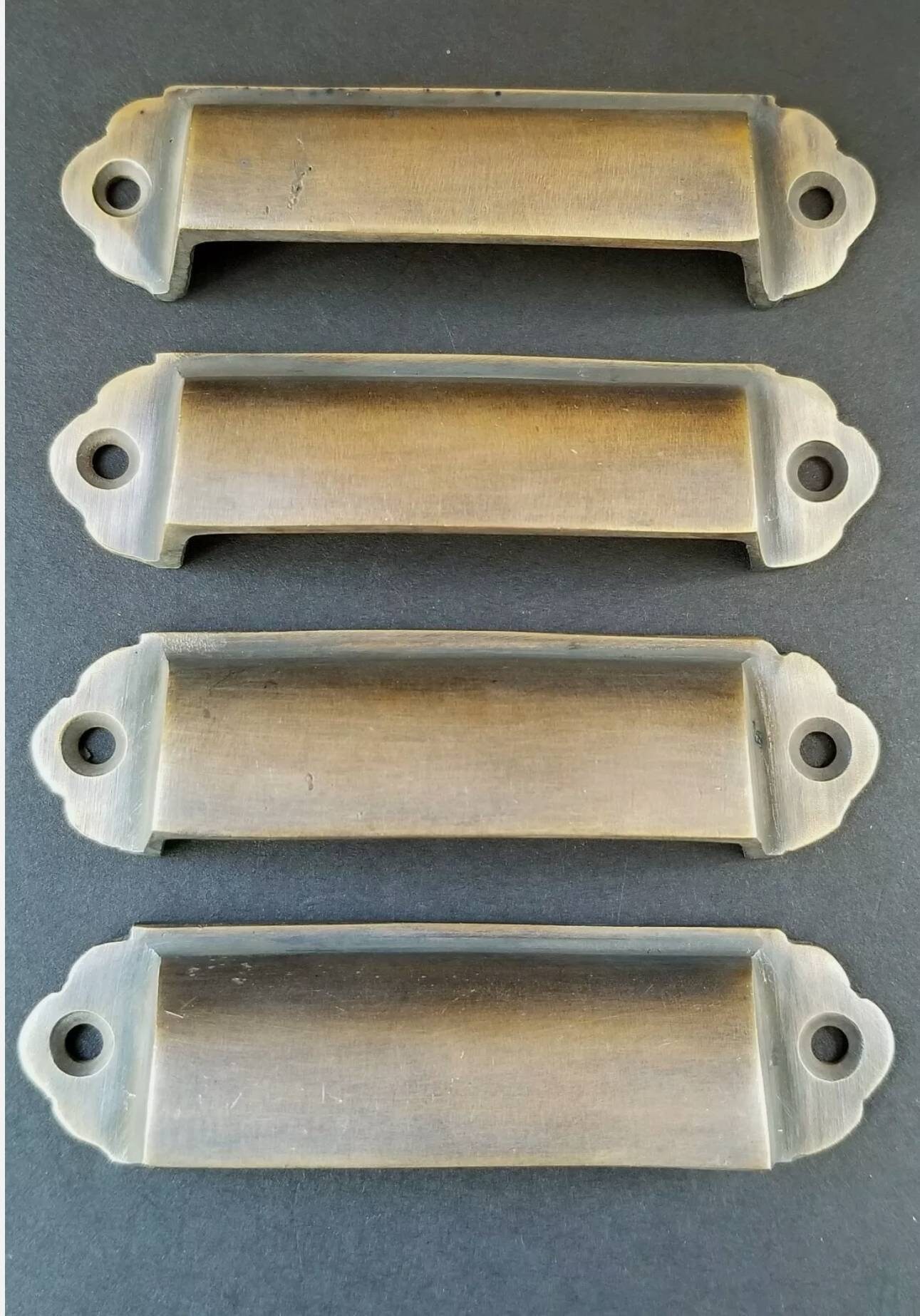 4 Antique Vintage Style Brass File Cabinet Bin Pull Handles - Etsy